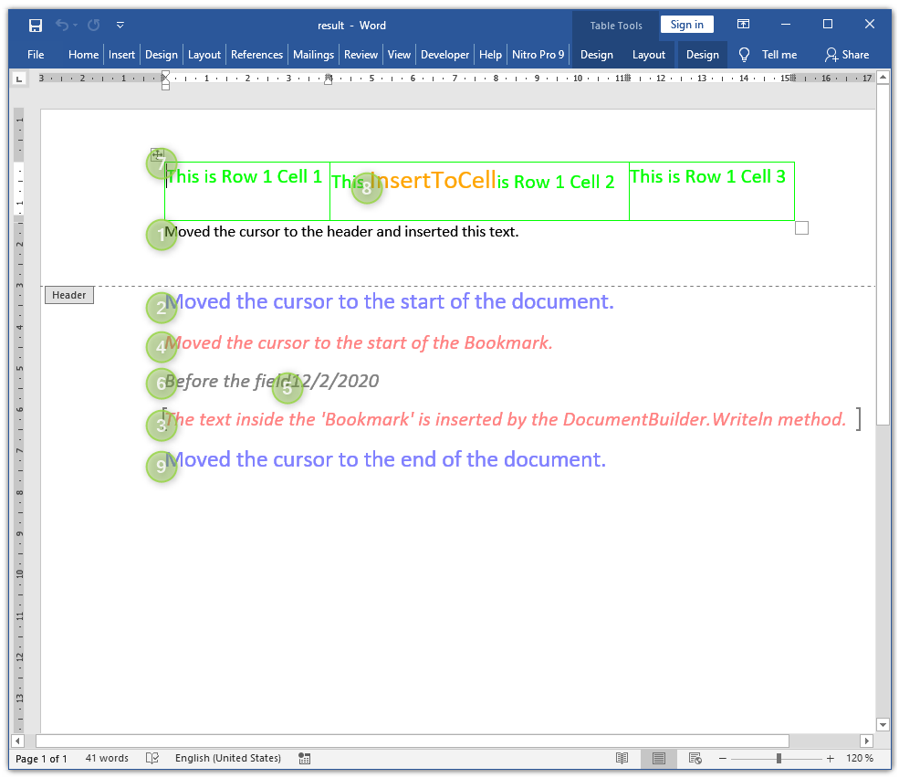 Use Documentbuilder To Move The Cursor To The Specified Position 